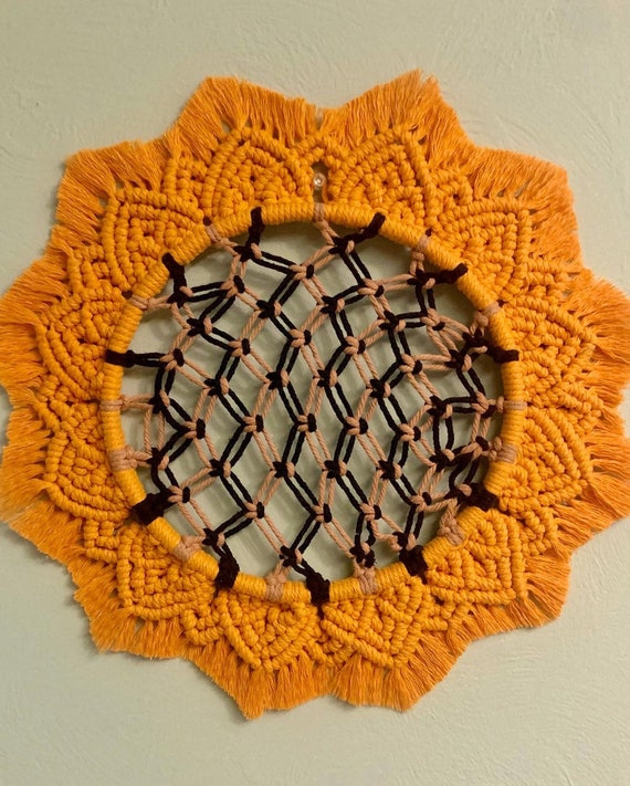 Large Macrame Sunflower Wall Hanging Mandala Wreath | Etsy