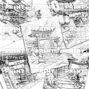 Japanese Kids Coloring Pack – Dojo, Traditional House & Kyoto Street - Etsy