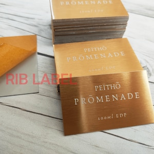 Custom Metal Perfume Label With Back Adhesive and White Lettering - Etsy