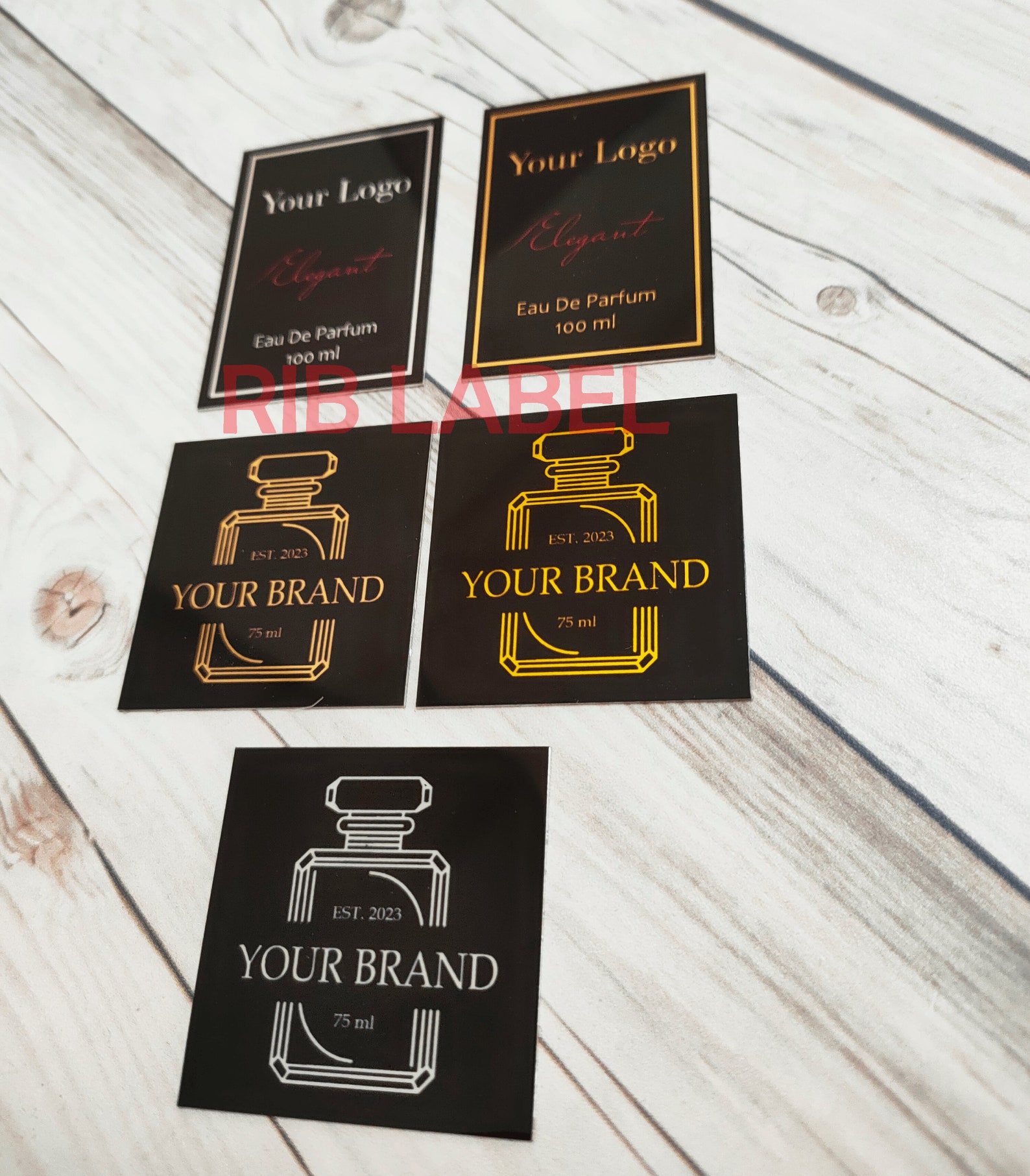 Black Background Metal Perfume Label With Metallic Printing (customized ...