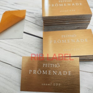 Custom Metal Perfume Label With Back Adhesive and White Lettering - Etsy