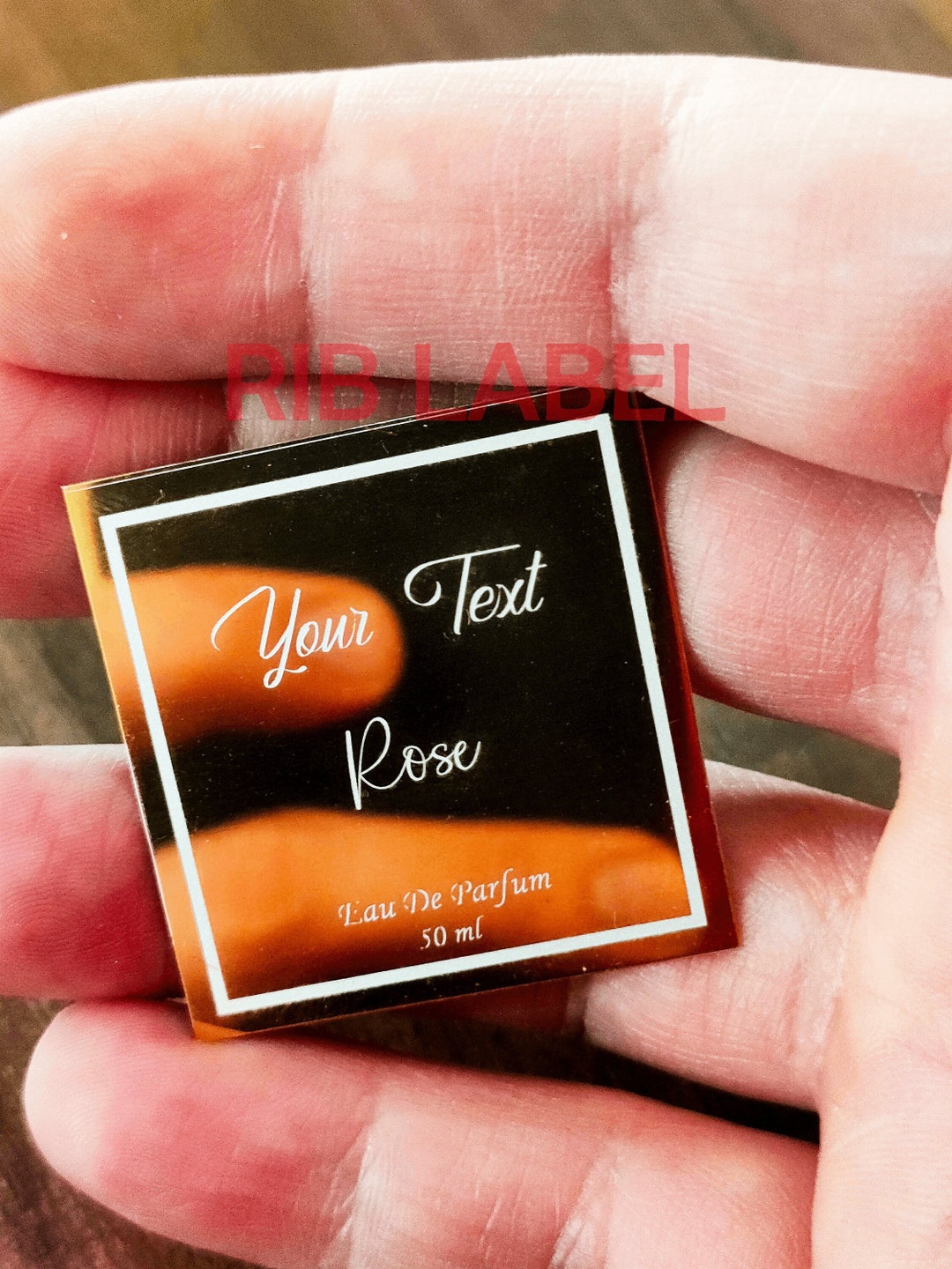Custom Metal Perfume Label With Back Adhesive and White Lettering - Etsy