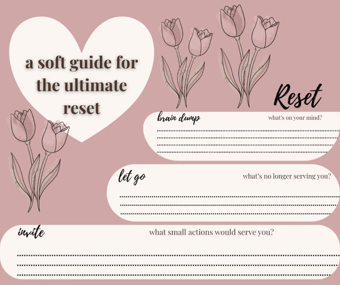 Soft Reset Planner | Printable Wellness Reset Worksheet | Mental Health ...