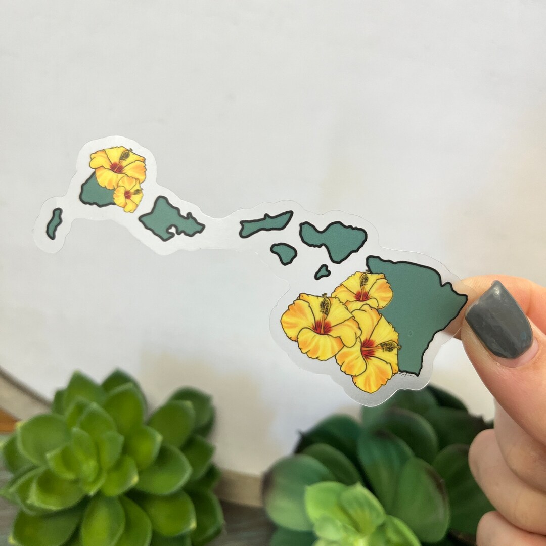 Hawaii State Flower Yellow Hibiscus Vinyl Sticker Durable - Etsy