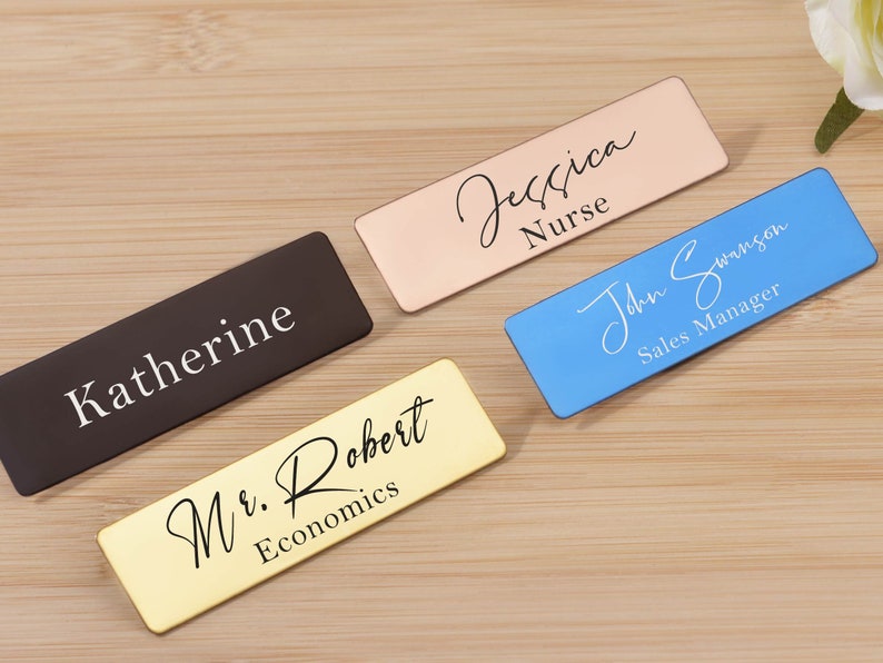 Custom Engraving Metal Name Tagwearable Magnetic Name Tags - Etsy