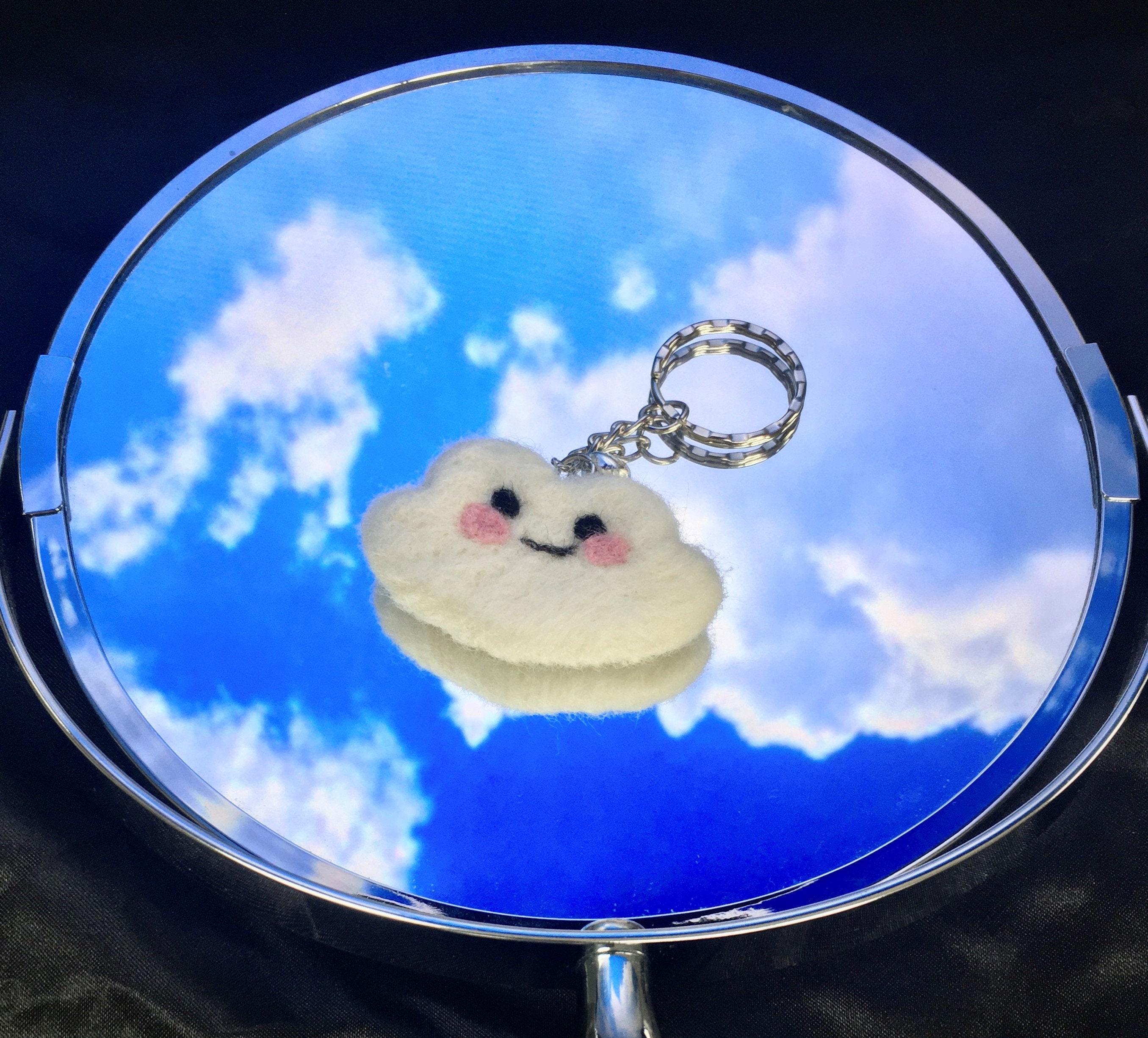 Cloud Handmade Needle Felt Keyring | Etsy UK