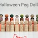 Large Halloween Peg Doll Set Wooden Toy/decor Mummy Pumpkin Witch ...