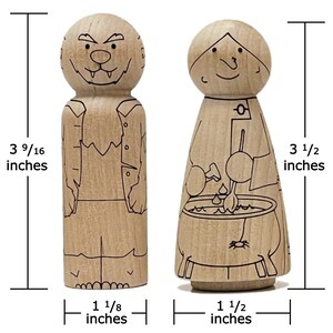 Large Halloween Peg Doll Set - Wooden Toy/decor - Mummy Pumpkin Witch ...