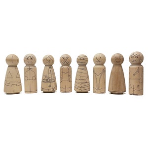 Large Halloween Peg Doll Set - Wooden Toy/decor - Mummy Pumpkin Witch ...