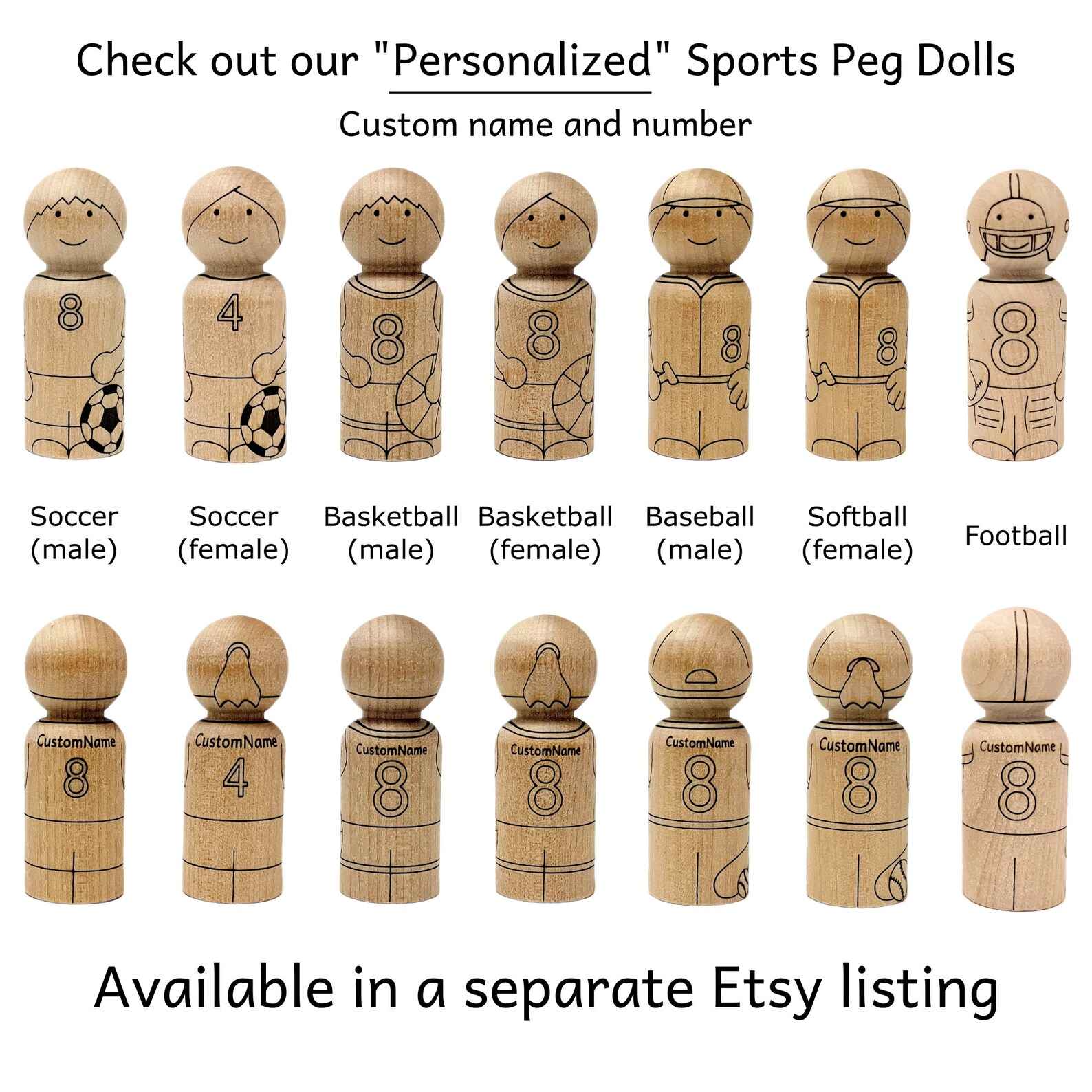 Sports Peg Doll - Baseball Basketball Cheer/cheerleading Football Golf ...
