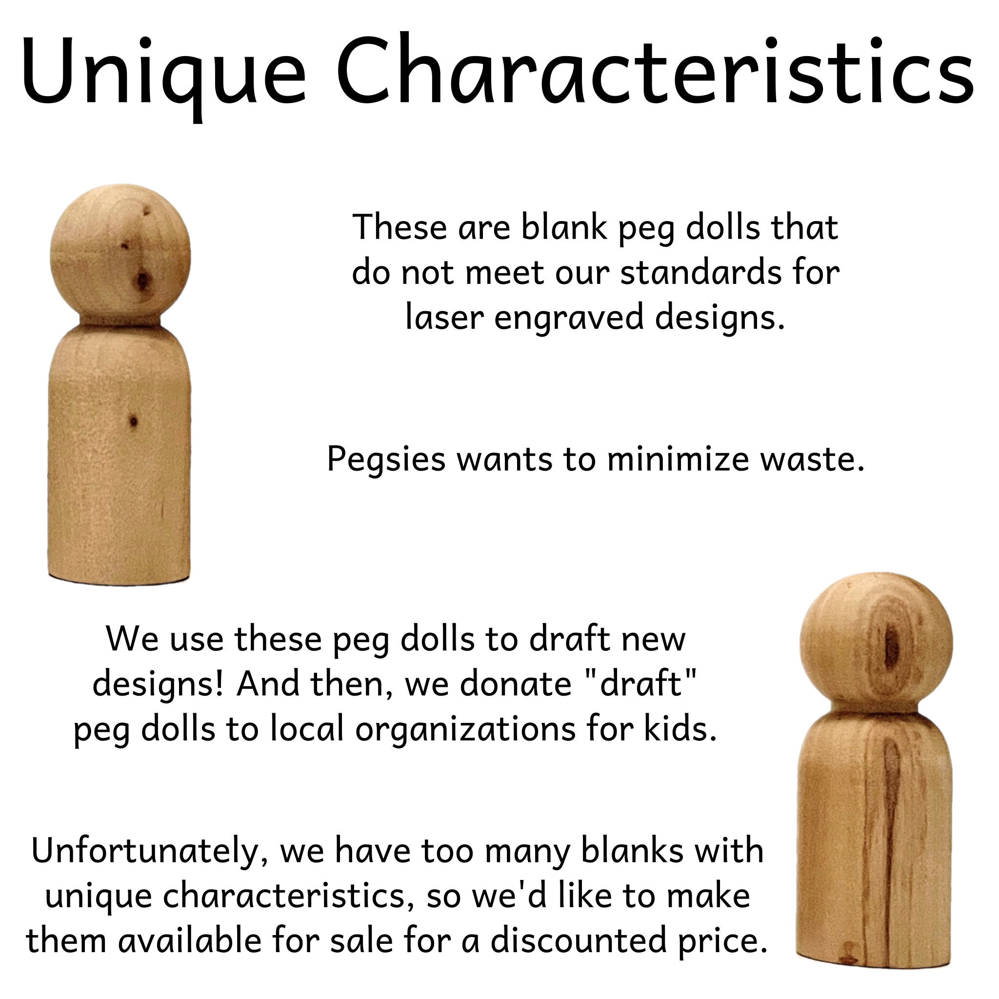 10-pack Peg Dolls With Unique Characteristics | Blank and Unfinished ...