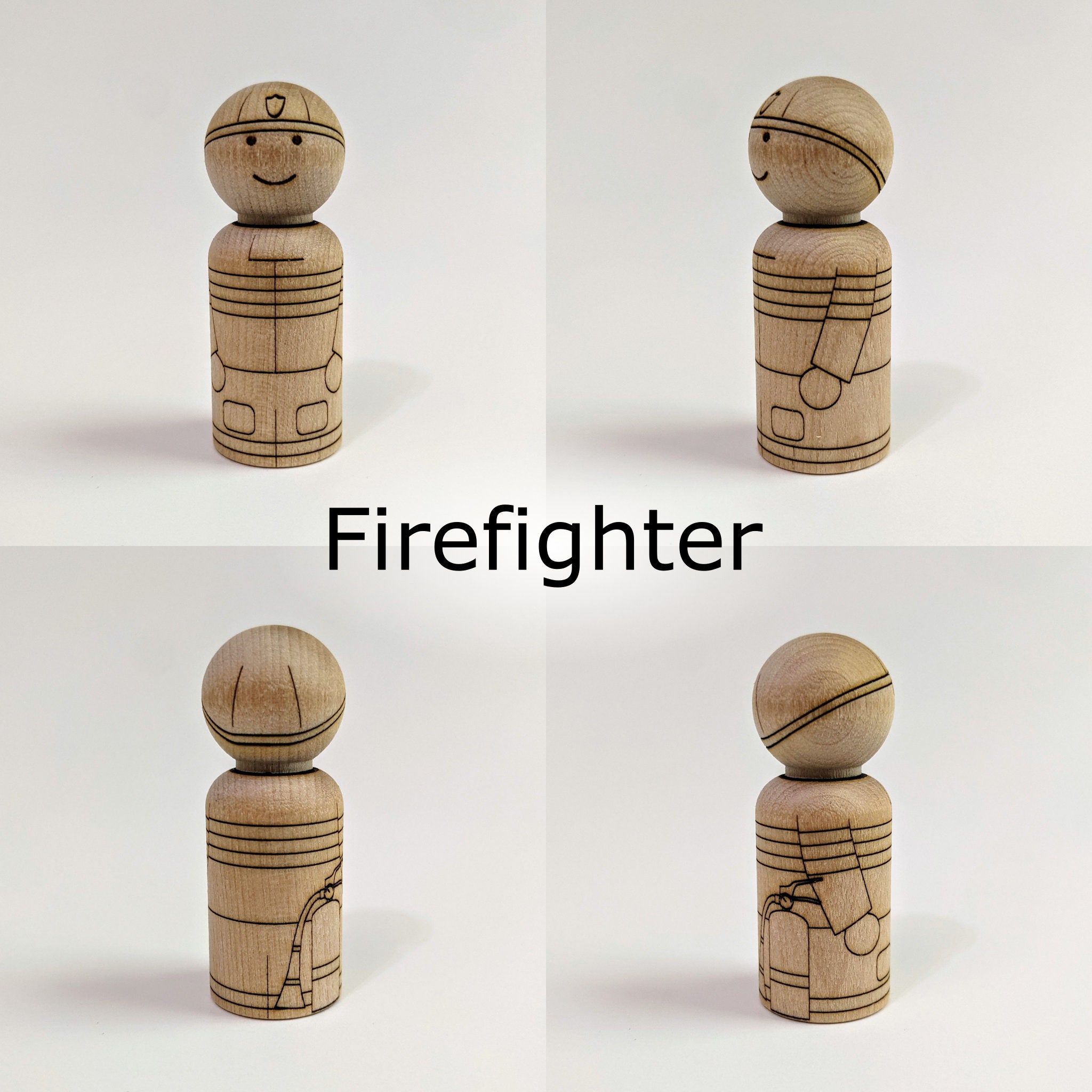 First Responders Wooden Peg Dolls - Rescuer Doctor Police Officer ...