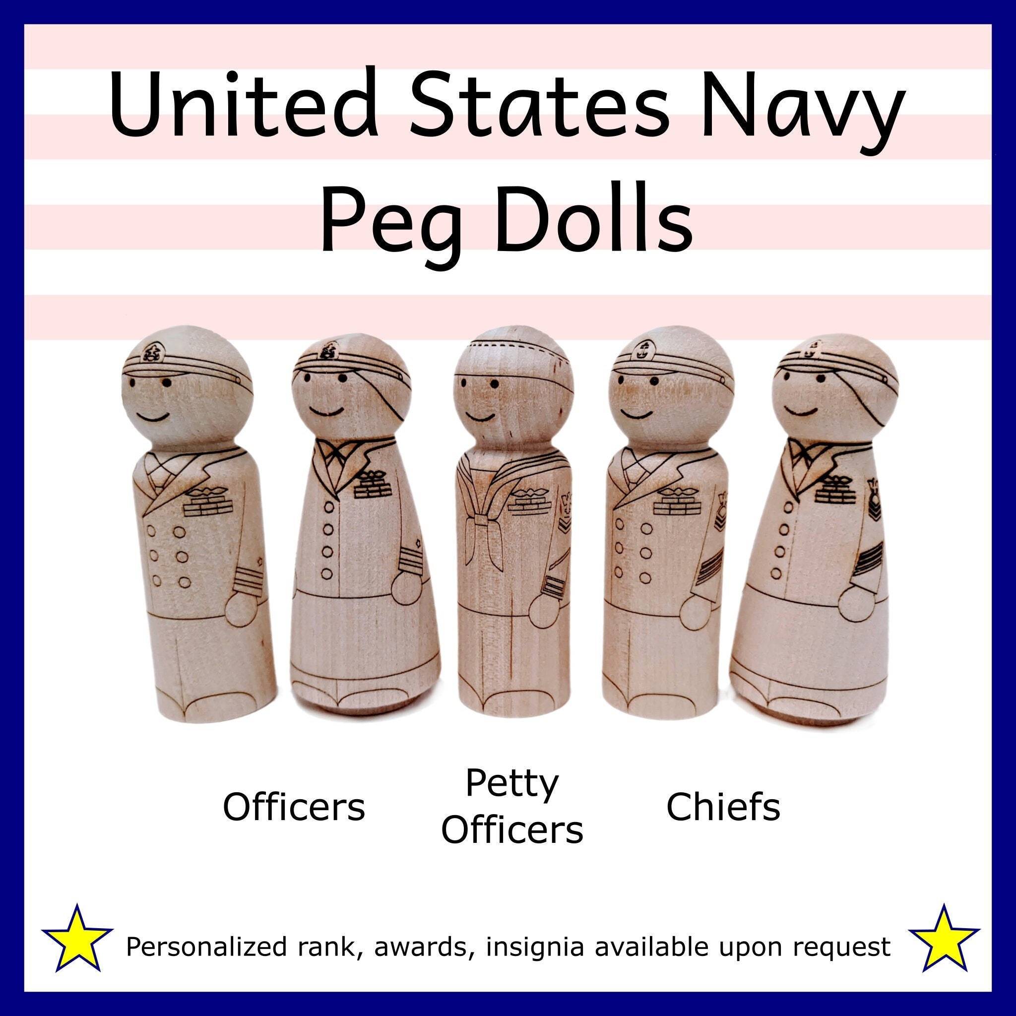 United States Navy Peg Doll Sailors - Officer / Chief Petty Officer ...