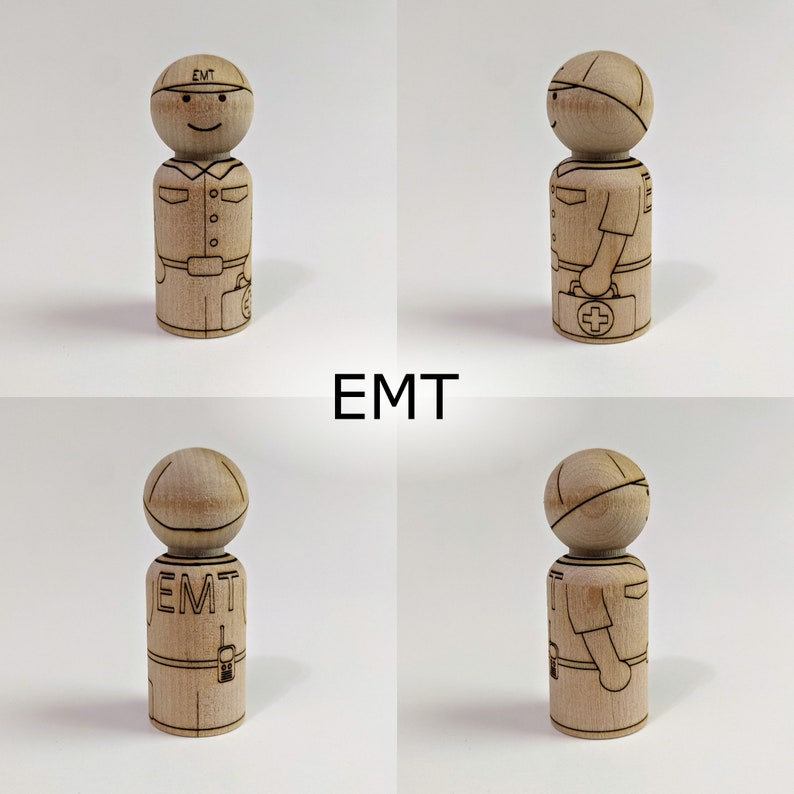 First Responders Wooden Peg Dolls - Rescuer Doctor Police Officer ...