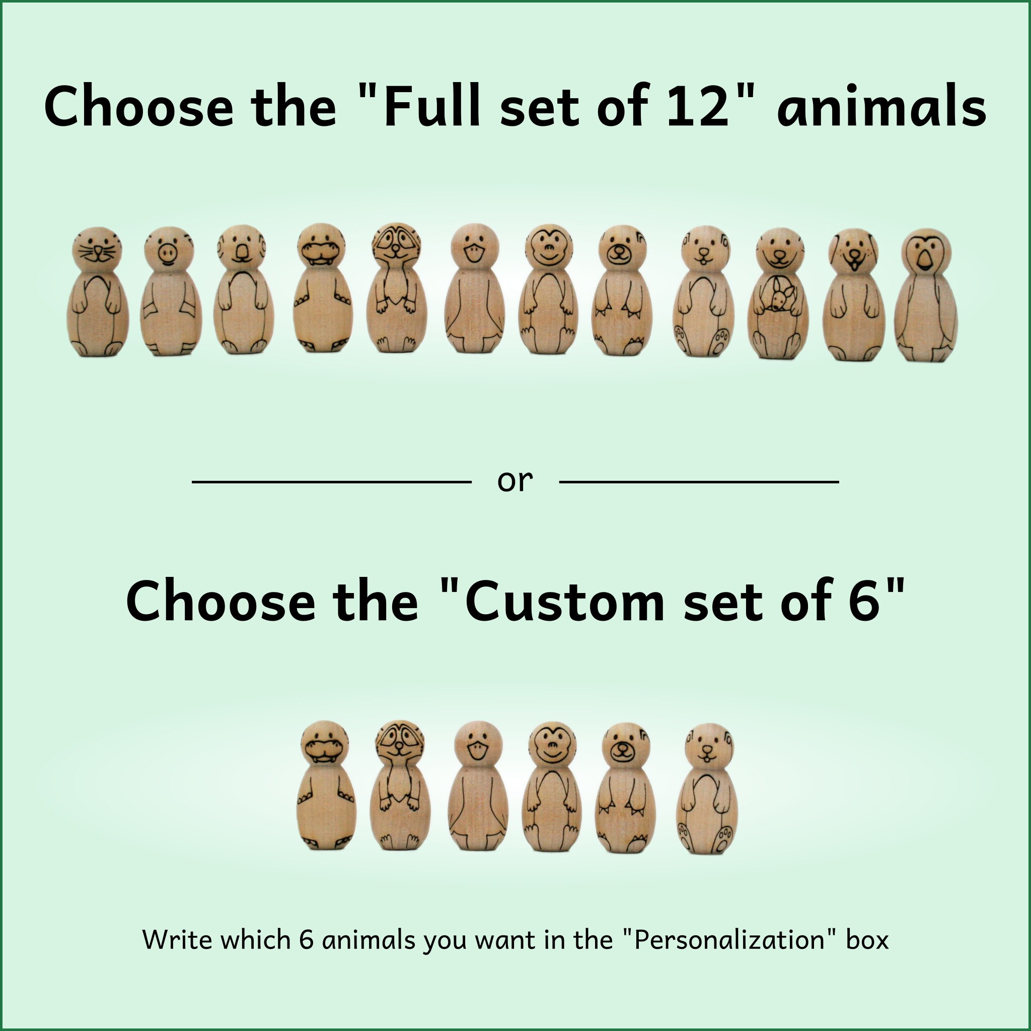 Miniature Animals Wooden Mini Peg Doll Characters Cat - Etsy