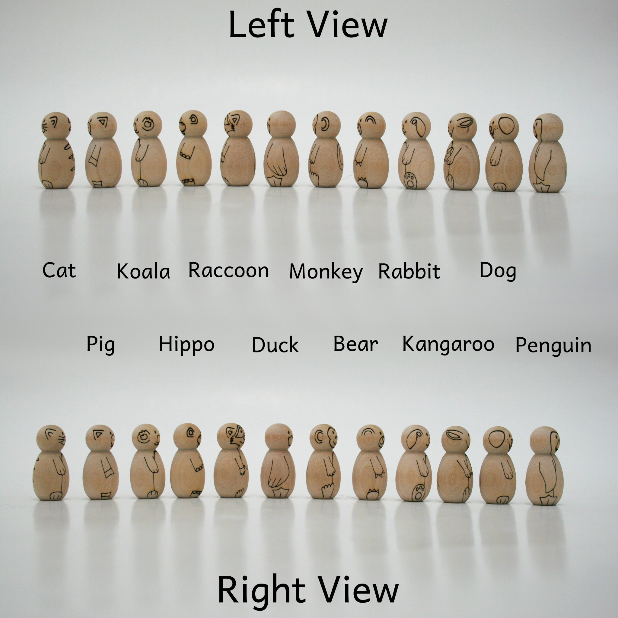 Miniature Animals Wooden Mini Peg Doll Characters Cat - Etsy