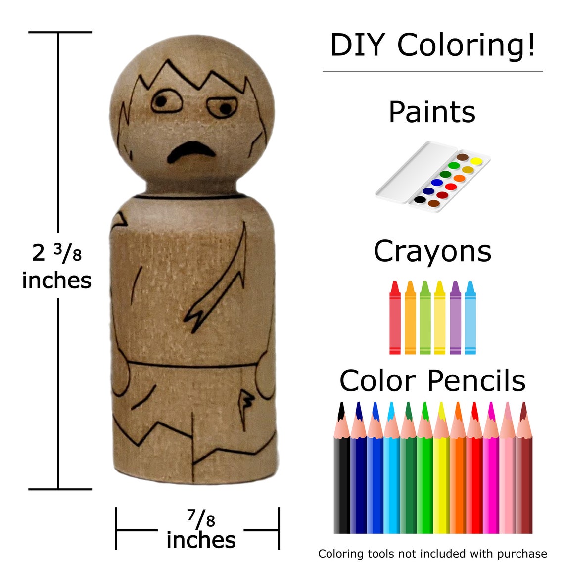 Halloween Peg Doll Set Wooden Toy/decor Mummy Pumpkin - Etsy