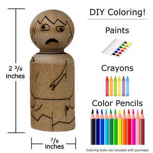 Halloween Peg Doll Set Wooden Toy/decor Mummy Pumpkin - Etsy