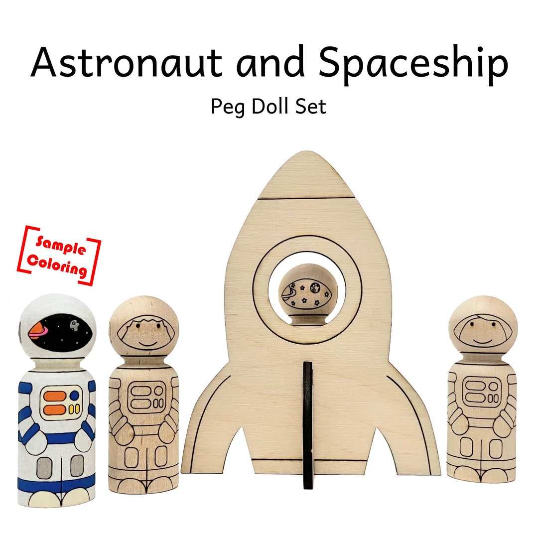 Astronaut and Spaceship Peg Doll Set - Space Craft, Toy, or Decor ...
