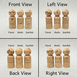 Mermaid Peg Doll Set - Craft / Toy / Decor - Natural Wooden Characters ...