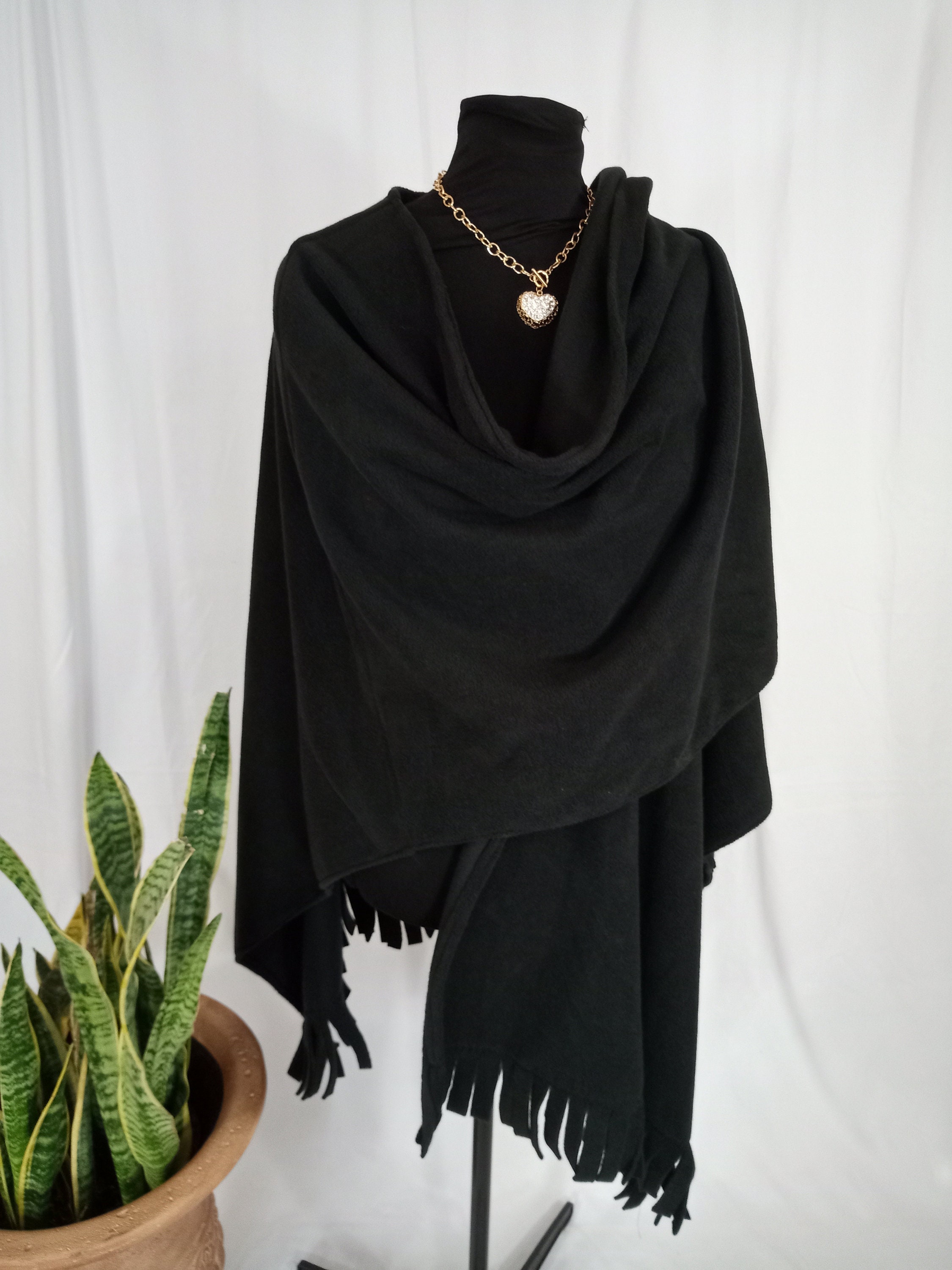 Fleece Wrap Shawl With Fringe - Etsy