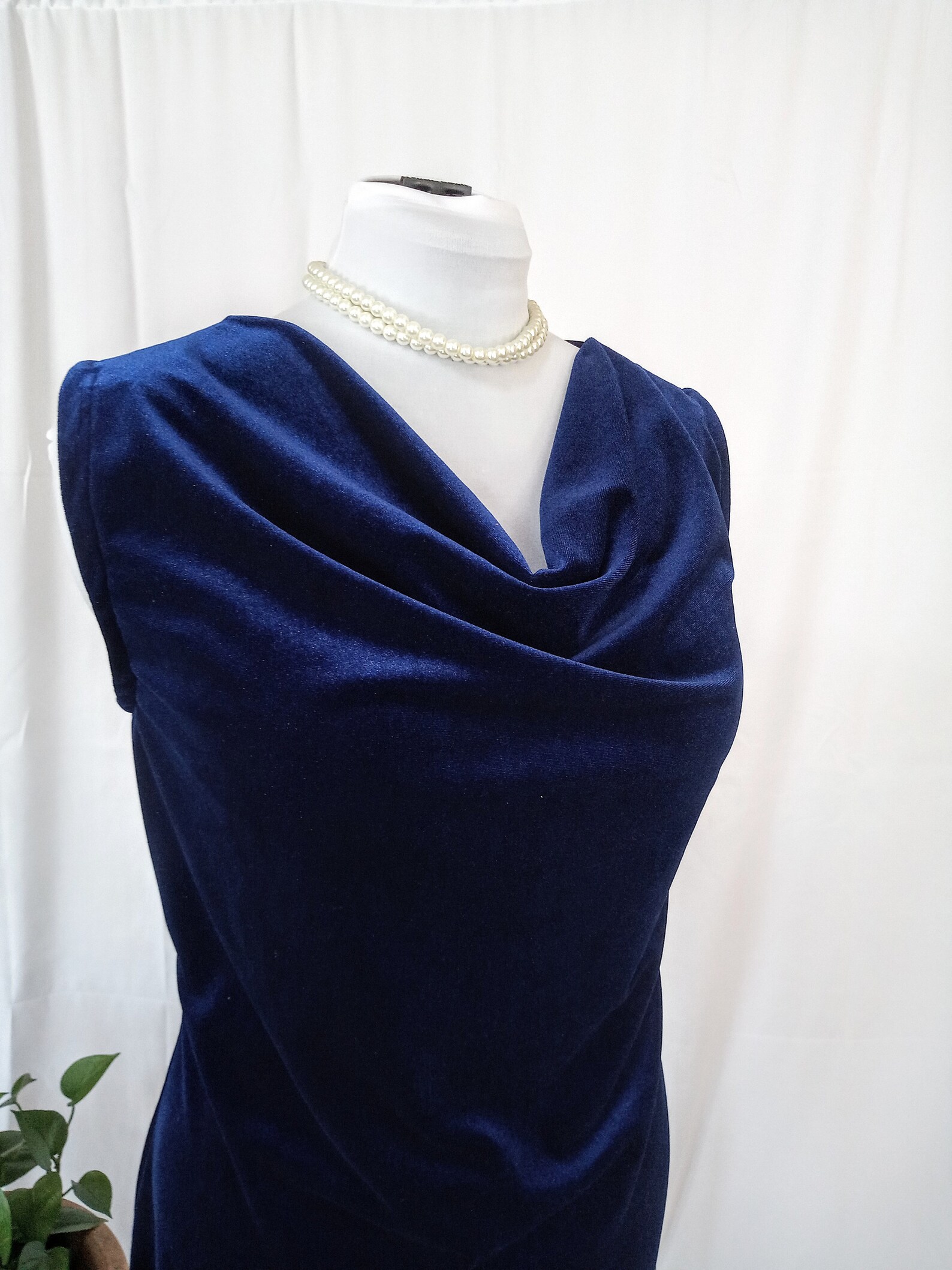 Navy Blue Sleeveless Cowl Neck Velvet Dress - Etsy