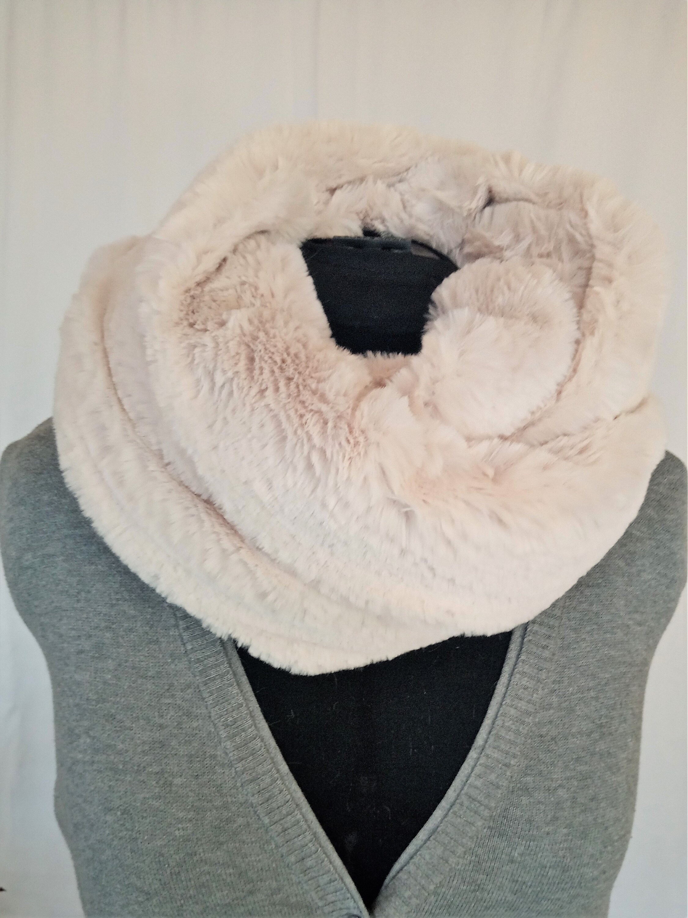 Cream Fashion Faux Fur Twisted Infinity Scarf - Etsy