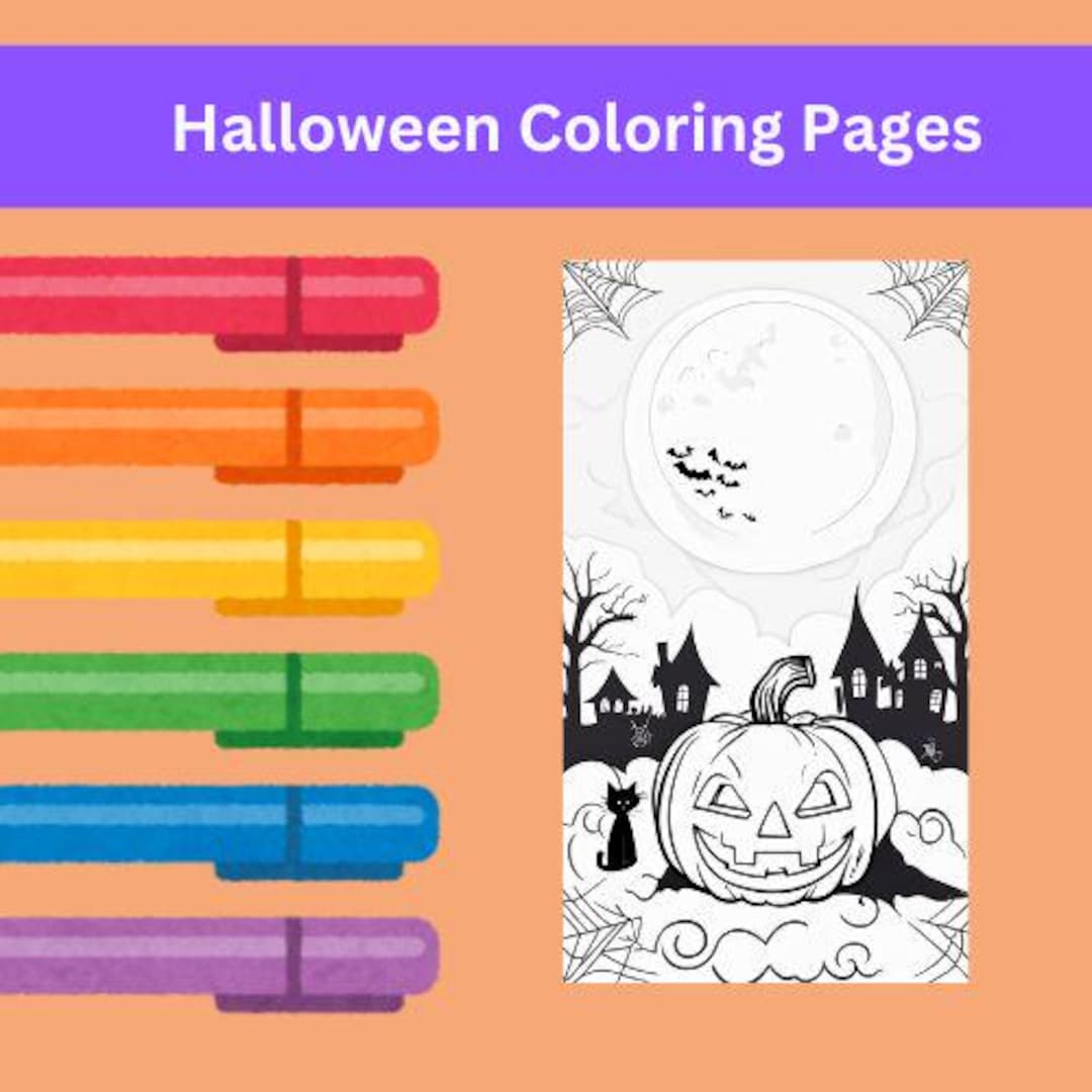 Halloween Coloring Pages | 6 Coloring Pages | Instant Download PDF - Etsy