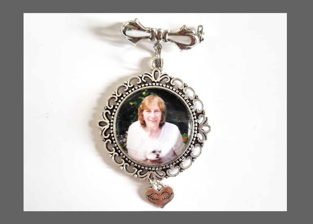 Memorial Photo Pin Memory Brooch Groom Wedding Bouquet Funeral - Etsy UK