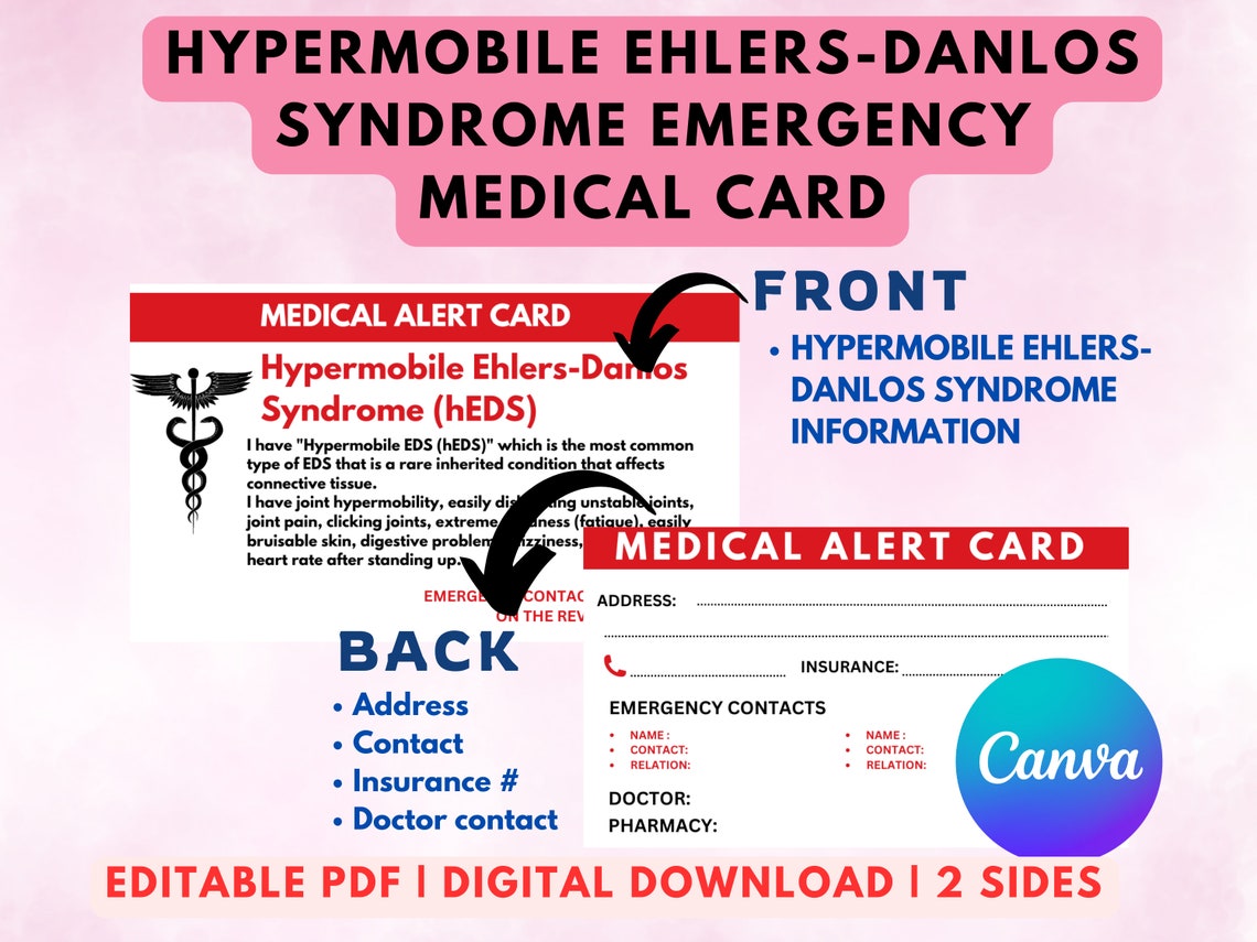 Heds Awareness Emergency Medical ID Card | Health ID Card | Hypermobile ...