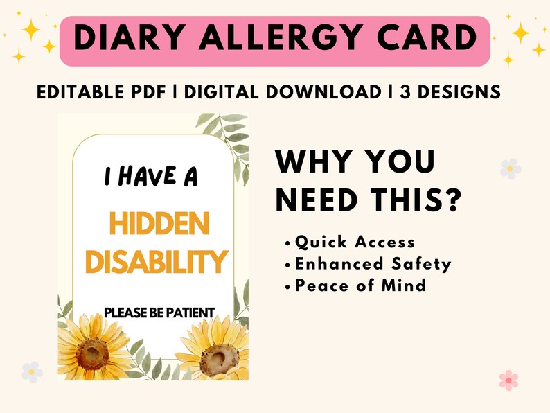 Hidden Health Condition Disability Awareness Card Awareness Medical ...