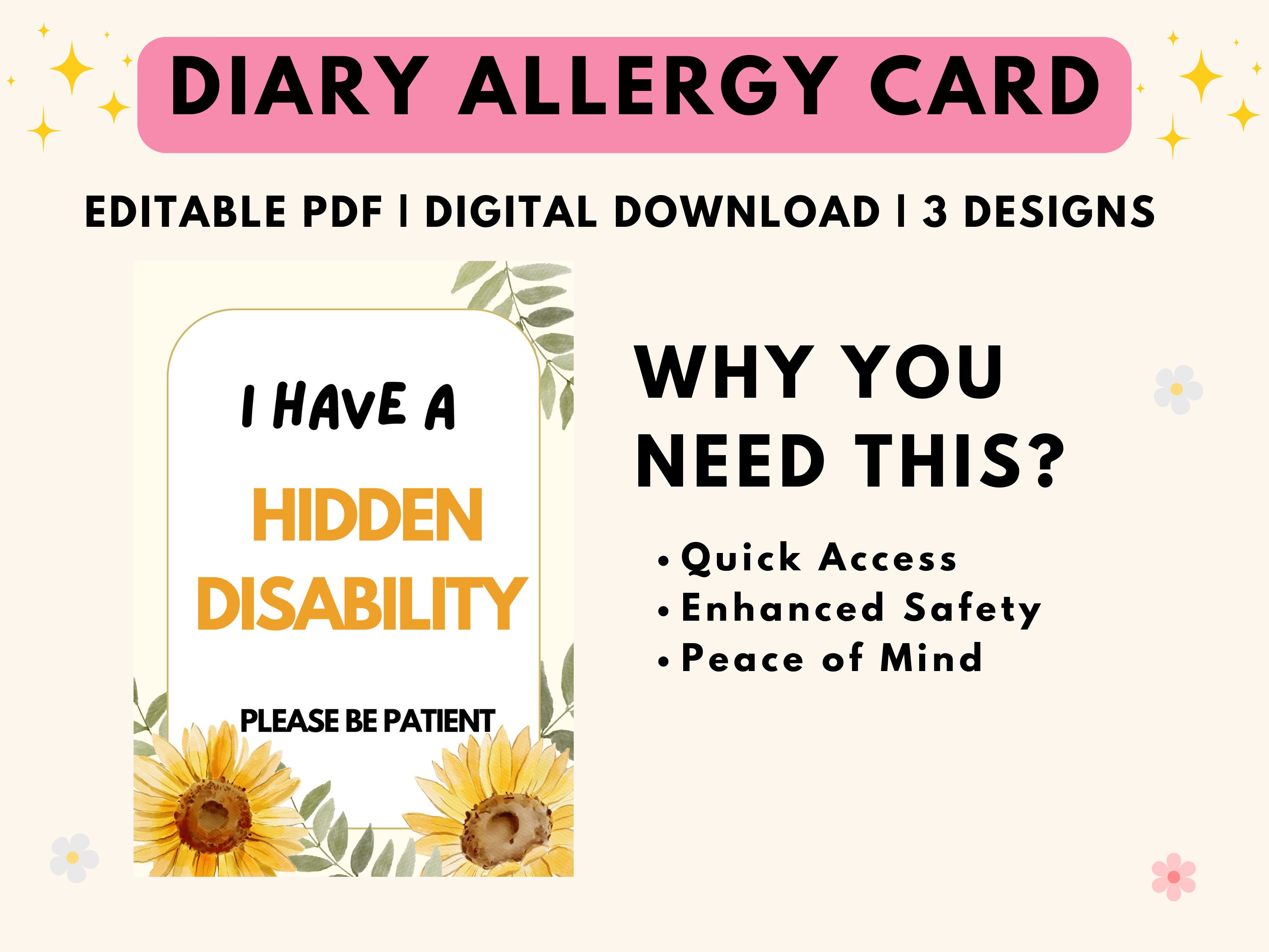 Hidden Health Condition Disability Awareness Card Awareness Medical ...