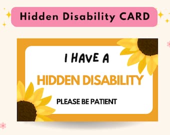 Hidden Health Condition Disability Awareness Card Awareness Medical ...