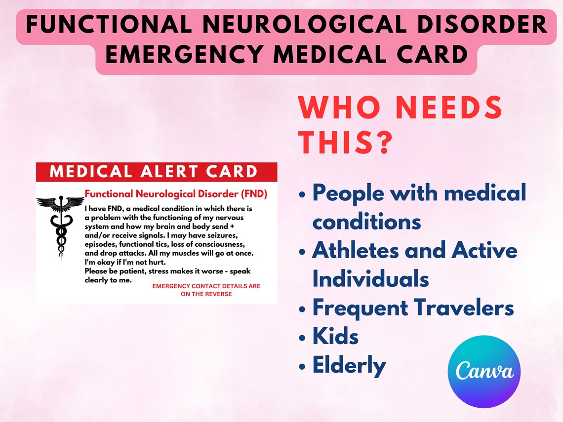 Functional Neurological Disorder (FND) Awareness Medical Alert ID Card ...