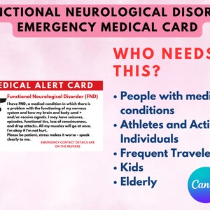 Functional Neurological Disorder (FND) Awareness Medical Alert ID Card ...