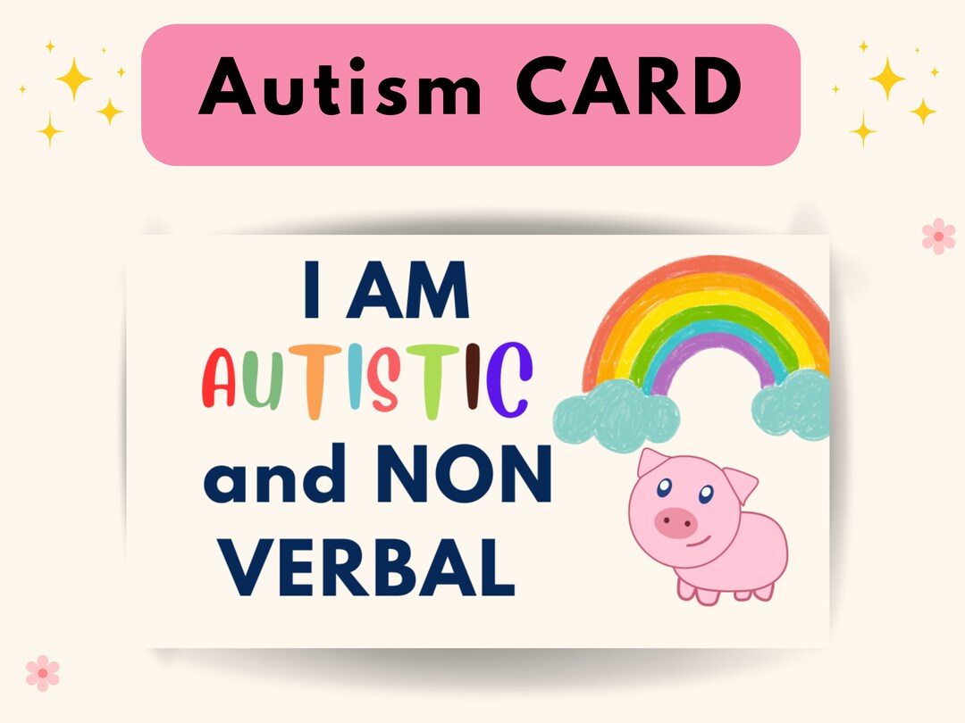Autism ID Medical Card | I Am Austistic and Non Verbal Autism Alert ...