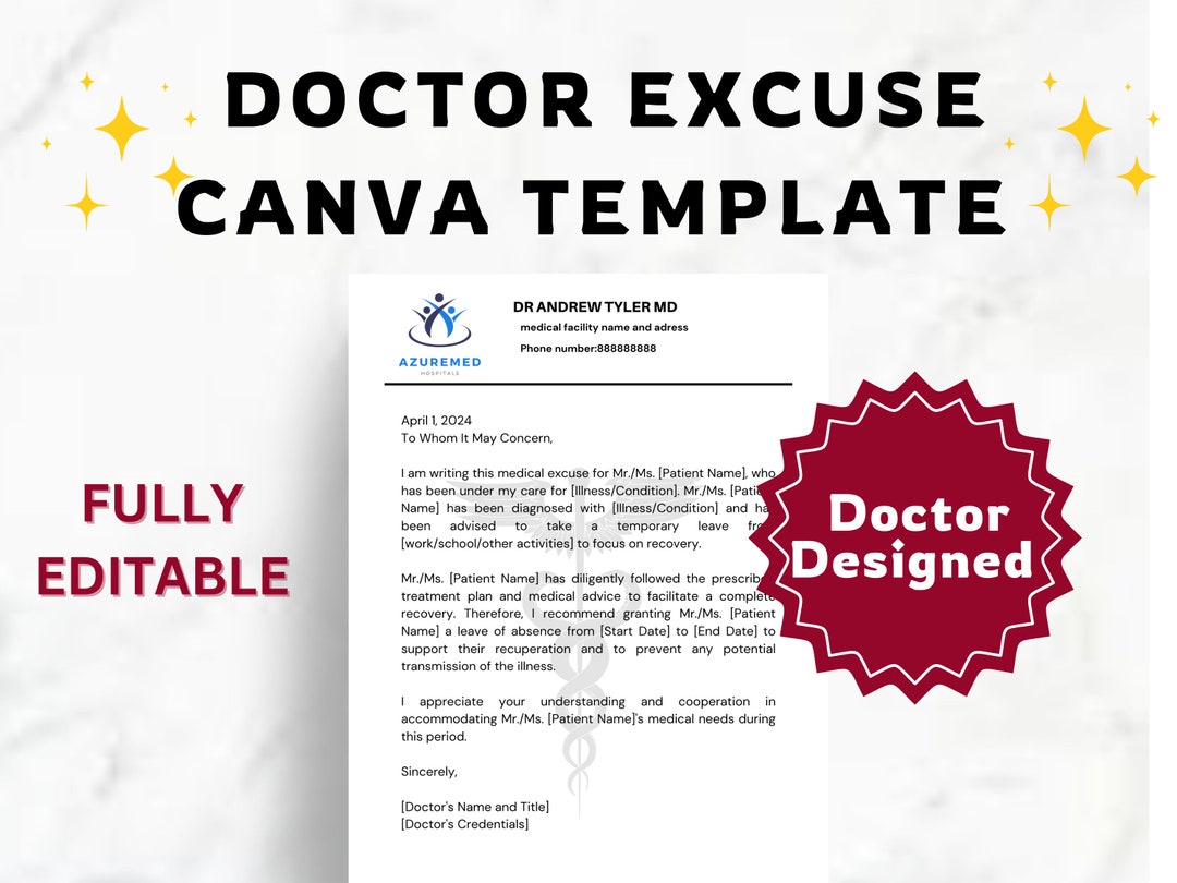 Editable Doctor Note With Signature Dr Excuse for Work & School Doctor ...