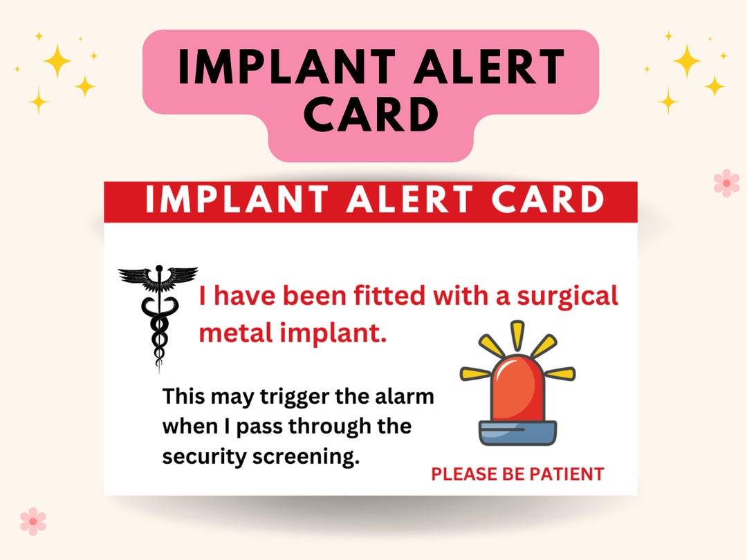 Metal Implant Alert Card: Medical ID (digital Download) - Etsy