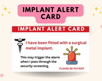 Metal Implant ID Card – Wallet-sized, Biodegradable Plastic, Medical ...