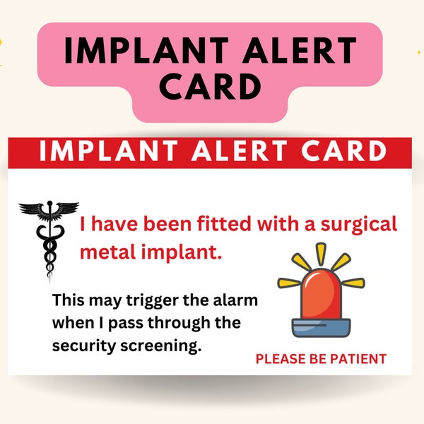 Medical Implant Card - Etsy