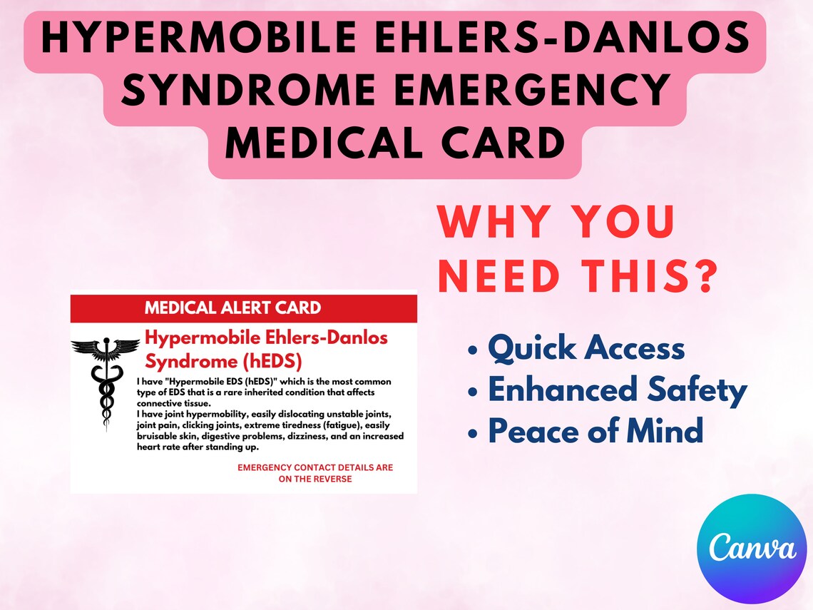 Heds Awareness Emergency Medical ID Card | Health ID Card | Hypermobile ...