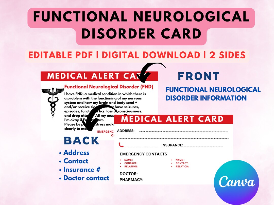 Functional Neurological Disorder (FND) Awareness Medical Alert ID Card ...