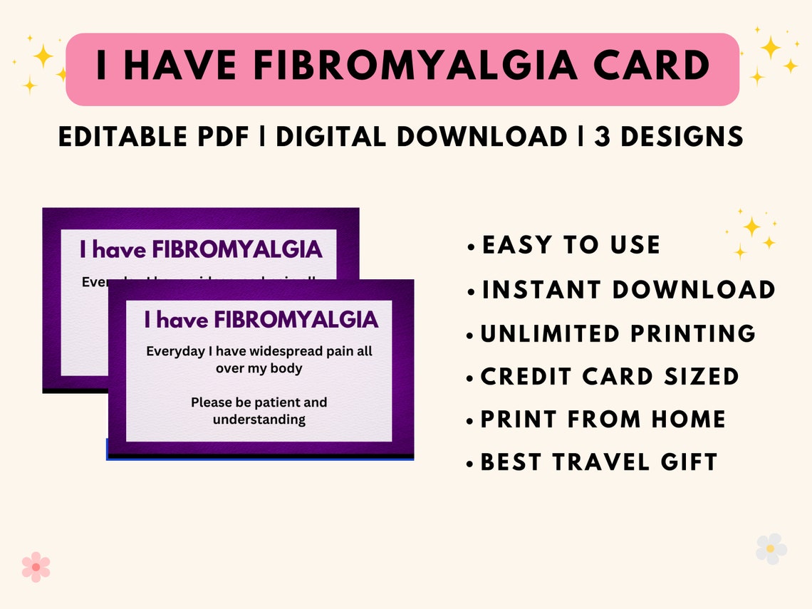 Fibromyalgia Disability Awareness Card and Lanyard Medical Alert ID ...