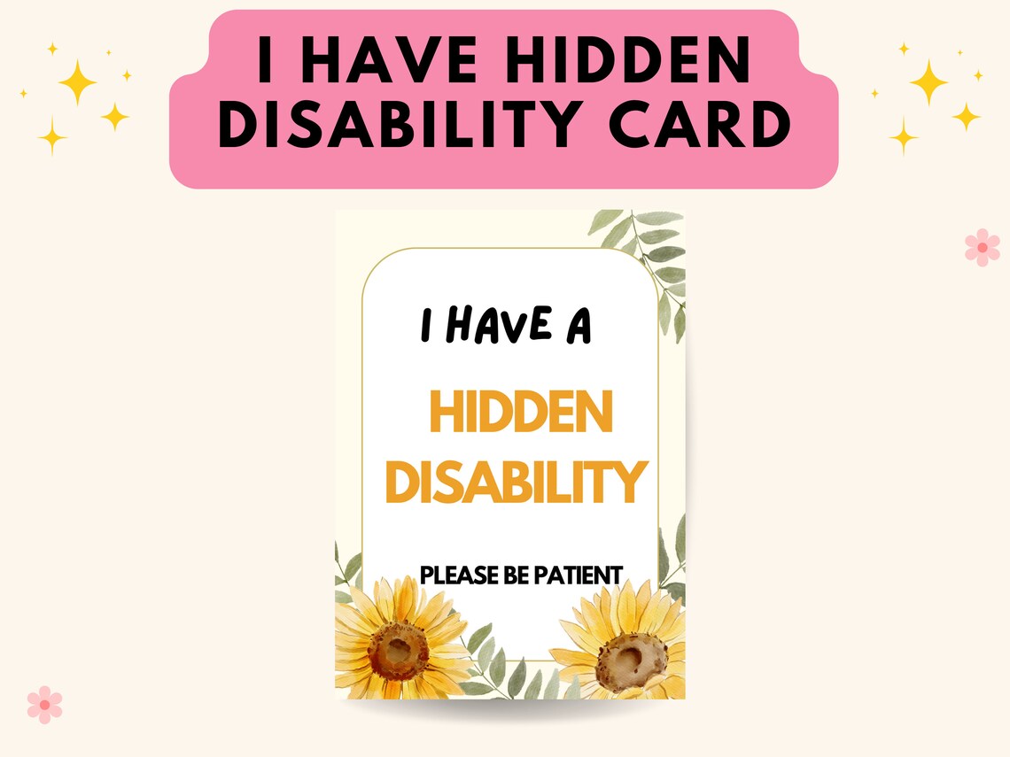 Hidden Health Condition Disability Awareness Card Awareness Medical ...