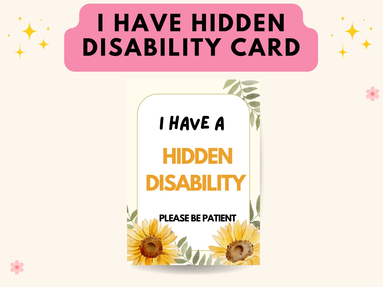 Hidden Health Condition Disability Awareness Card Awareness Medical ...
