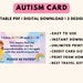 Autism Adhd Disability ID Medical Alert Card - I Have Autism Adhd ...