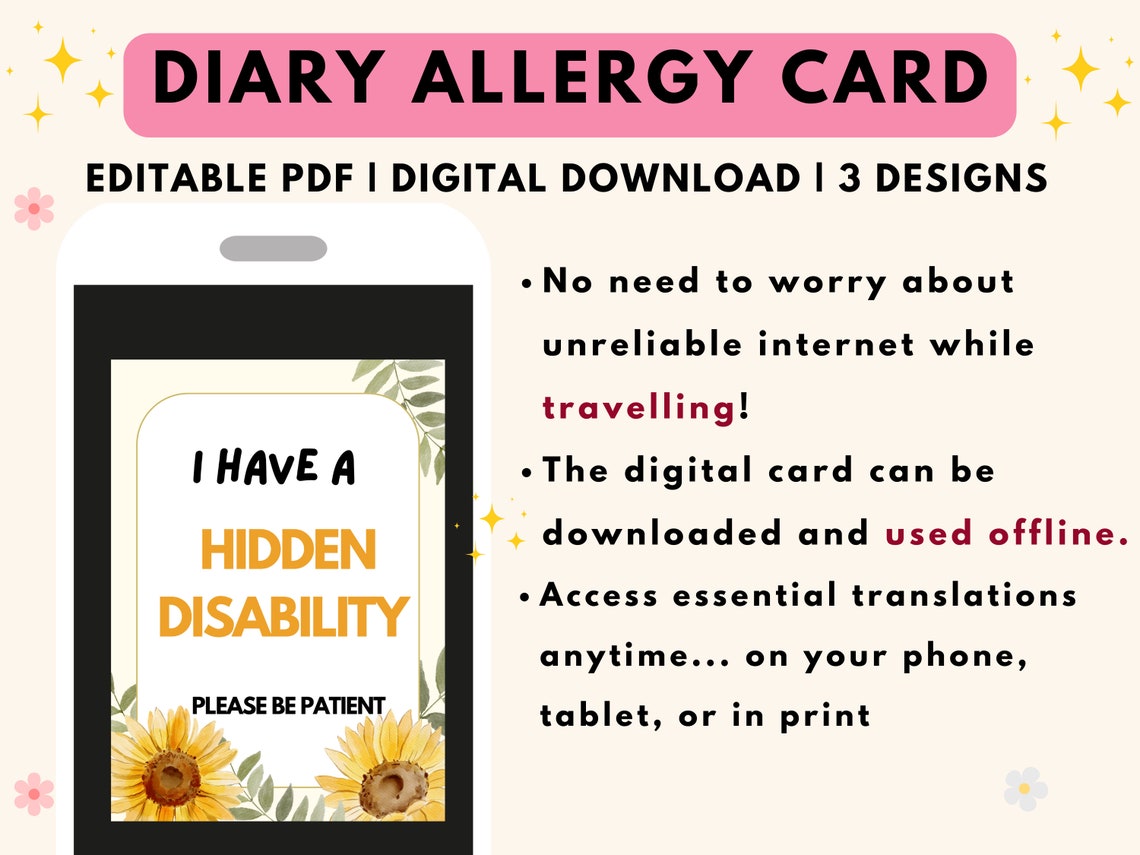 Hidden Health Condition Disability Awareness Card Awareness Medical ...