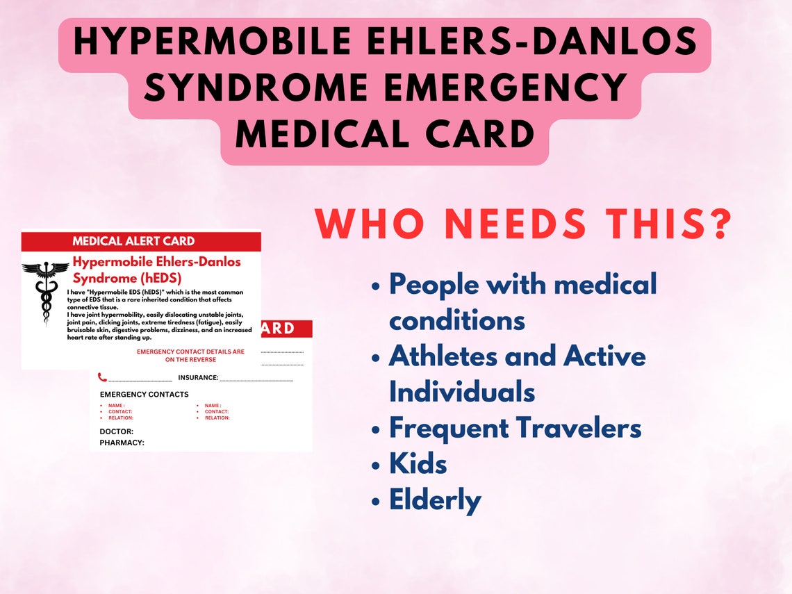 Heds Awareness Emergency Medical ID Card | Health ID Card | Hypermobile ...