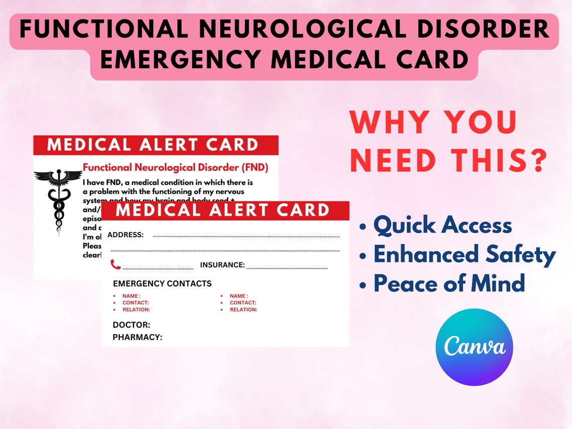 Functional Neurological Disorder (FND) Awareness Medical Alert ID Card ...