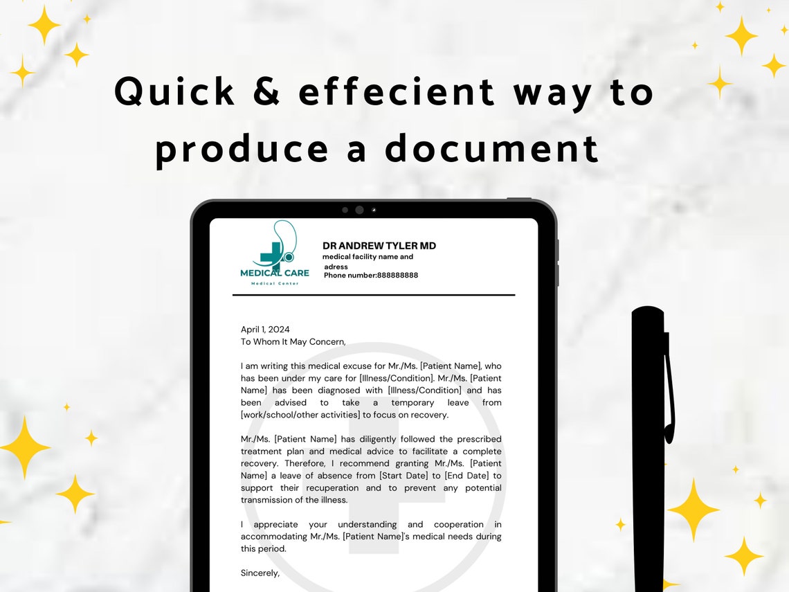 Editable Dentist Excuse Note Dr Excuse Template Doctor's Note for Work ...